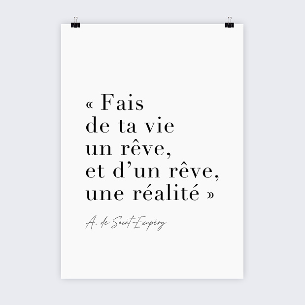 Affiche Déco Citation Rêve - Popcarte