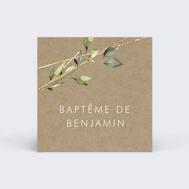 Etiquette Baptême Nature Kraft - Popcarte