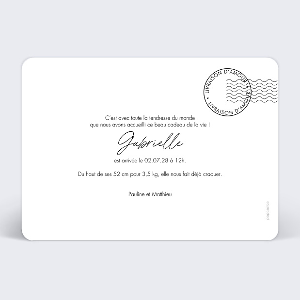 Faire-part Naissance Colis Reçu - Popcarte