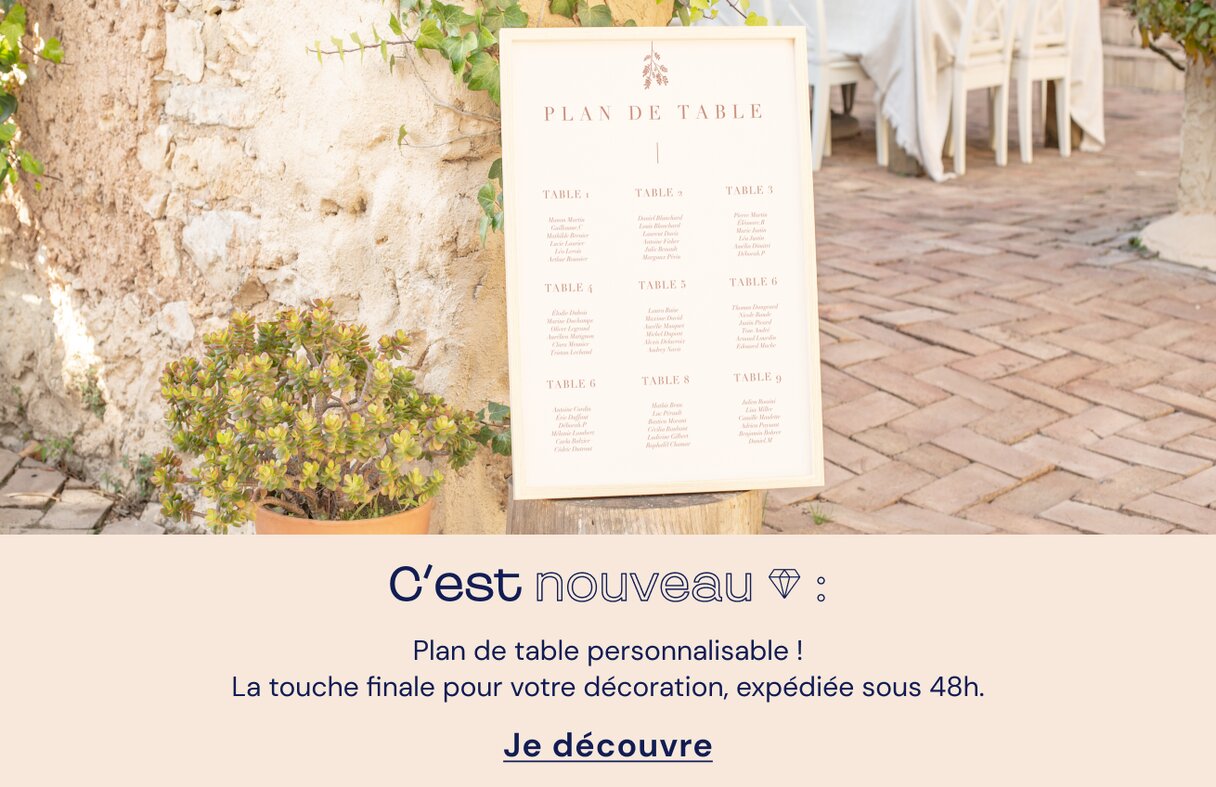 Marque-tables de Mariage personnalisables - Popcarte