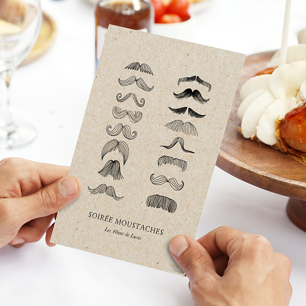 Invitation Anniversaire Adulte Soirée Moustache - Popcarte
