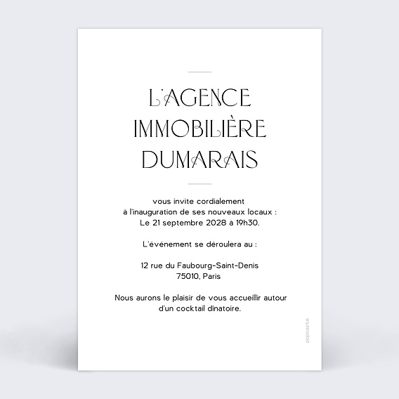 Invitation Professionnelle Inauguration agence immobilière