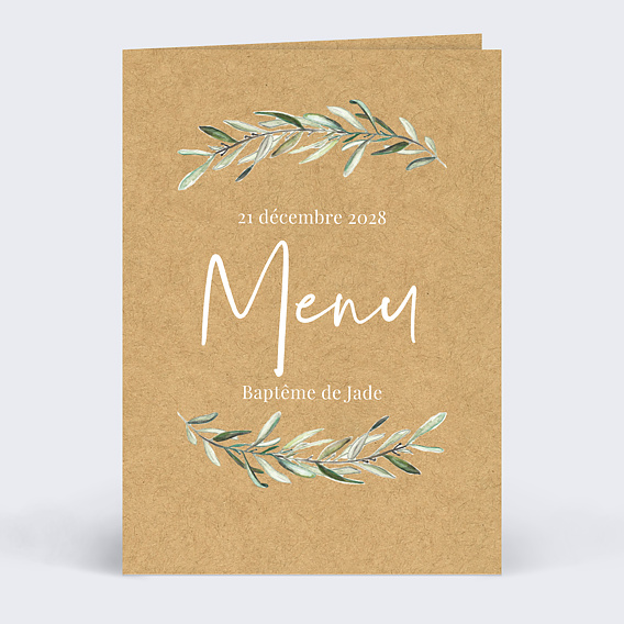Menu de Baptême personnalisable - Popcarte
