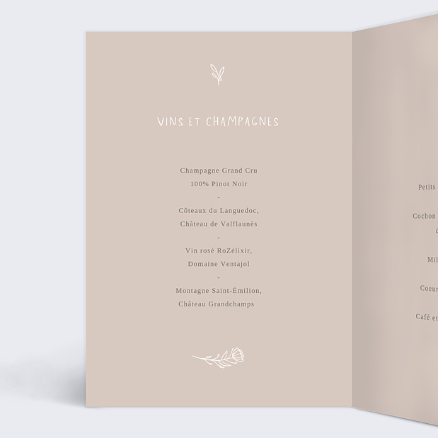 Menu Baptême Colombe au Crayon - Popcarte