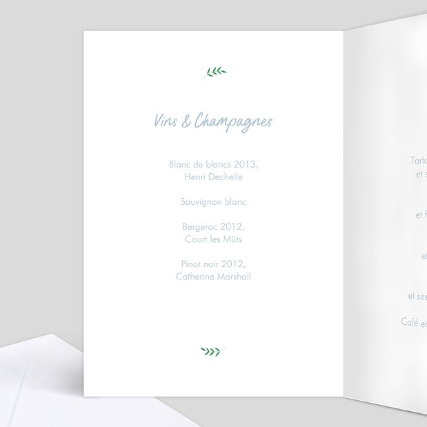 Menu Baptême Petite Colombe - Popcarte