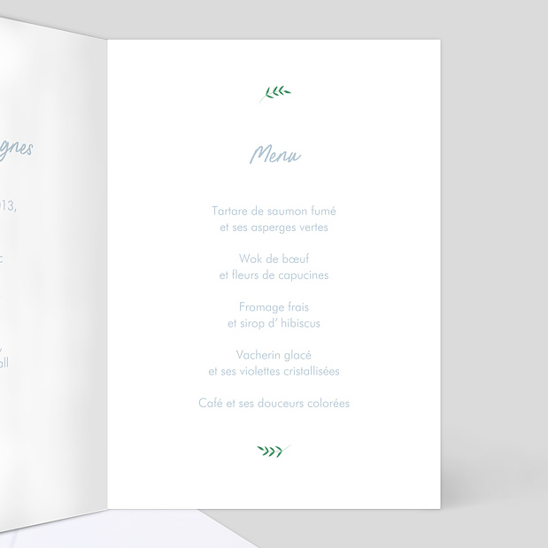 Menu Baptême Petite Colombe - Popcarte
