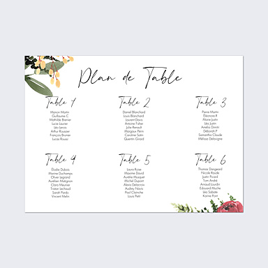 Plan de table à personnaliser - Popcarte